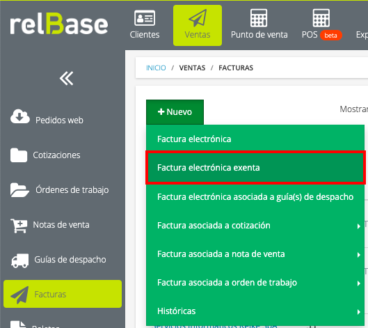 ¿Cómo generar una Factura Exenta?